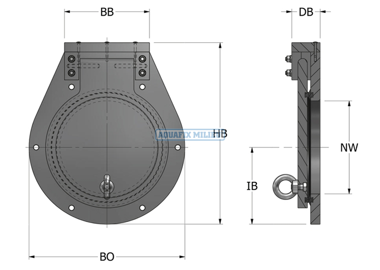 Riool terugslagklep, materiaal HDPE/RVS, leidingklep model L - Aquafix ...